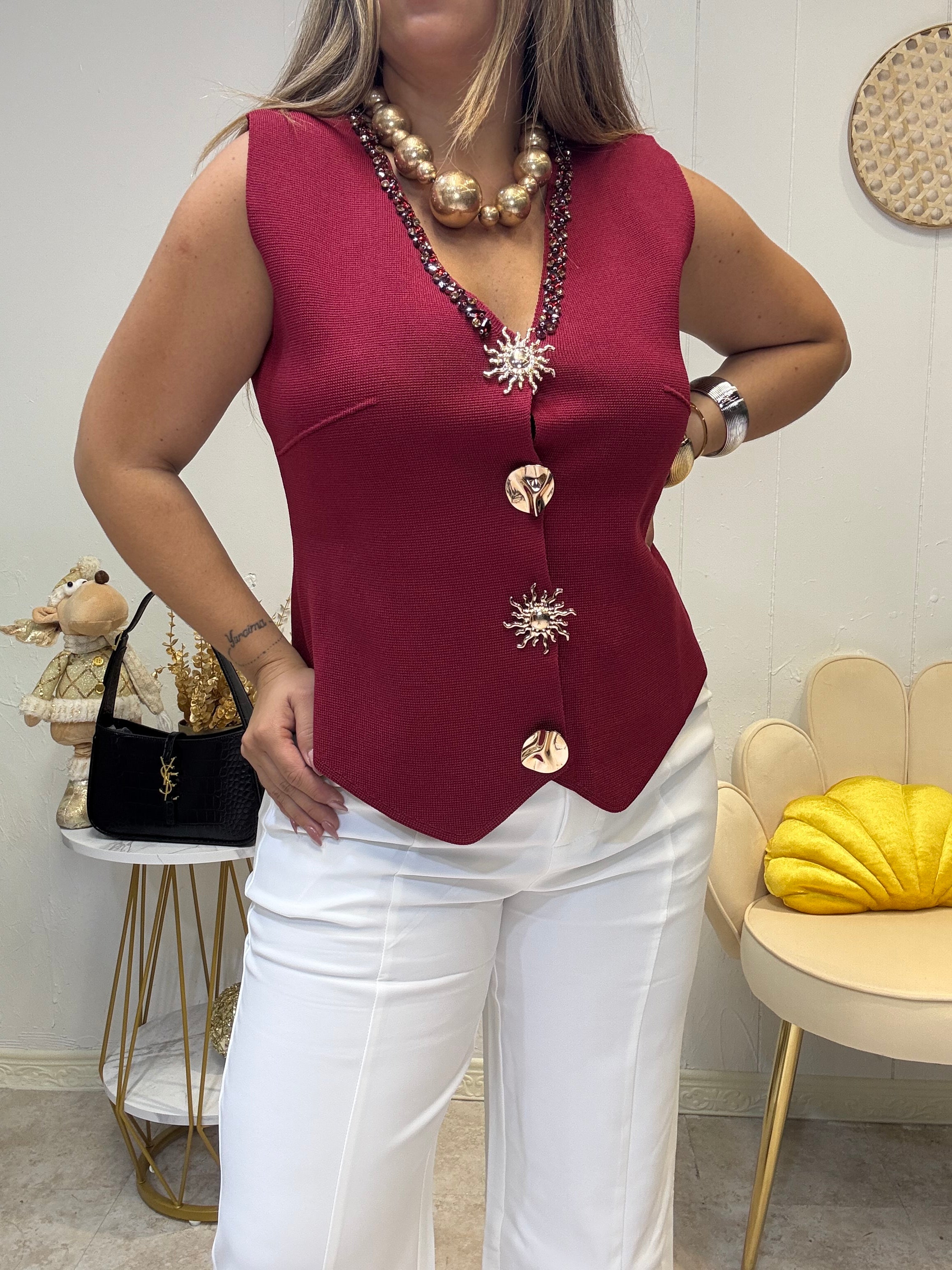 Royal Ruby Embellished Vest – Ohana Forever Boutique